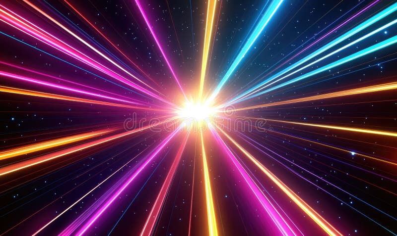 Abstract Neon Light Rays in a Dynamic Speed Burst Stock Image - Image ...