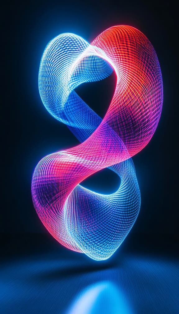 Abstract Neon Light Shape Glowing on a Dark Background, Digital 3D ...