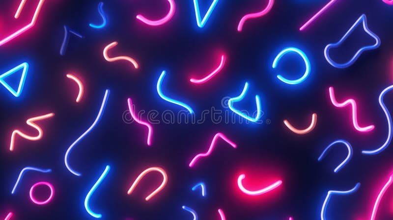 Abstract Neon Light Shapes Pattern Background Stock Illustration ...