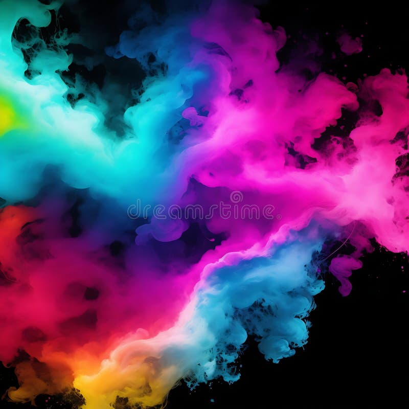 Abstract Neon Light Smoke Effect on Black Background. Smoke Cloud ... Abstract Neon Light Smoke Effect on Black Background. Smoke Cloud ...