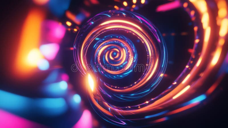 Abstract Neon Light Spiral Tunnel Stock Illustration - Illustration of ...