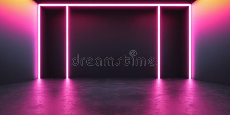 Abstract Neon Light Stage Background with Pink and Orange Glow Stock ...