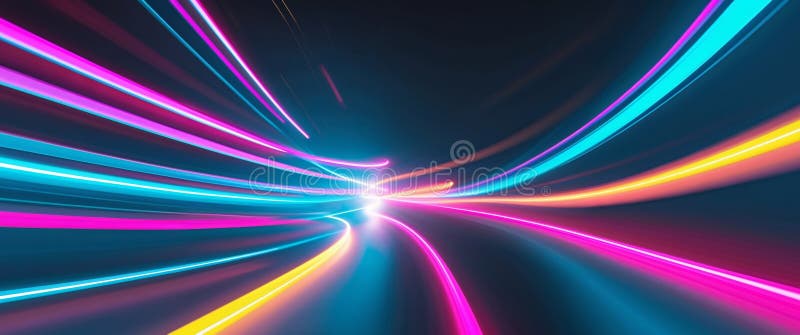 Abstract Neon Light Streaks Create Vivid Visual Display. Stock Photo ...