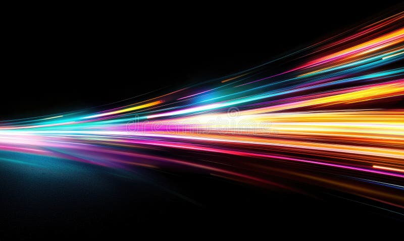 Abstract Neon Light Streaks Curved in Dynamic Motion Stock Illustration ...