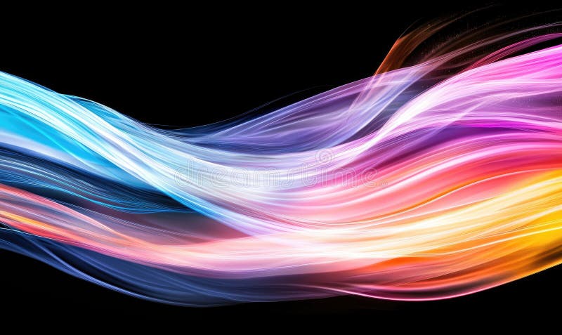 Abstract Neon Light Streaks Curved in Dynamic Motion Stock Illustration ...