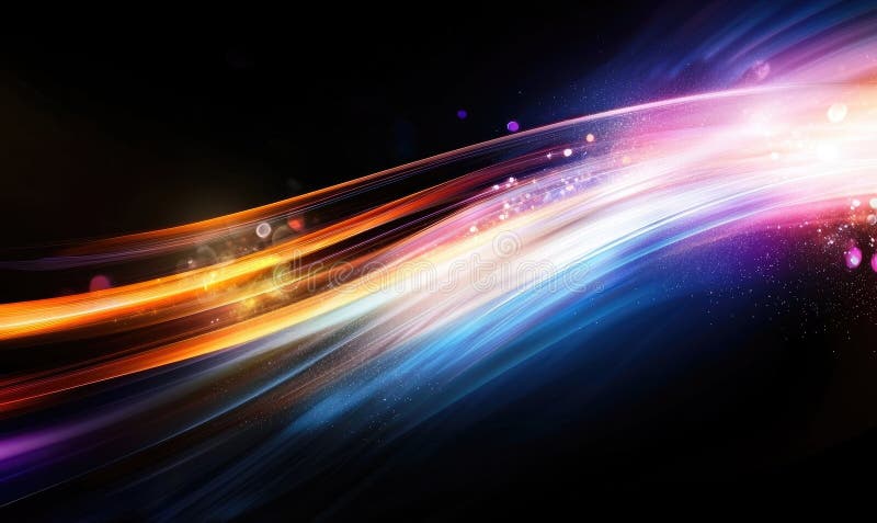 Abstract Neon Light Streaks Curved in Dynamic Motion Stock Illustration ...