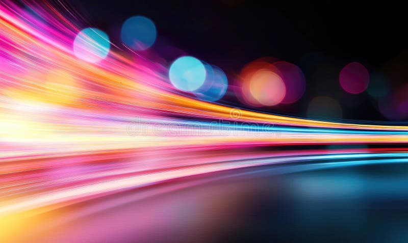 Abstract Neon Light Streaks Curved in Dynamic Motion Stock Photo ...