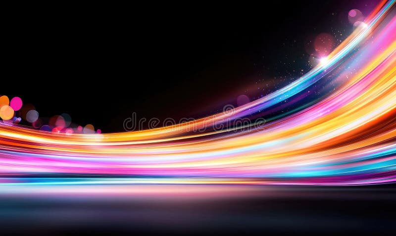 Abstract Neon Light Streaks Curved in Dynamic Motion Stock Illustration ...