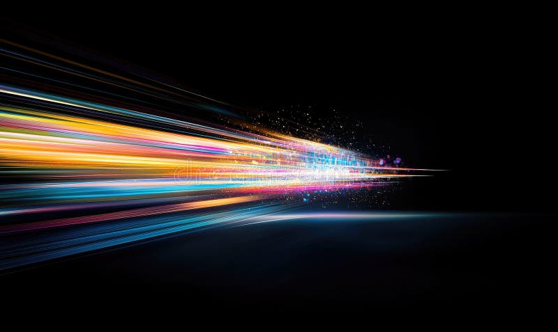 Abstract Neon Light Streaks Curved in Dynamic Motion Stock Illustration ...