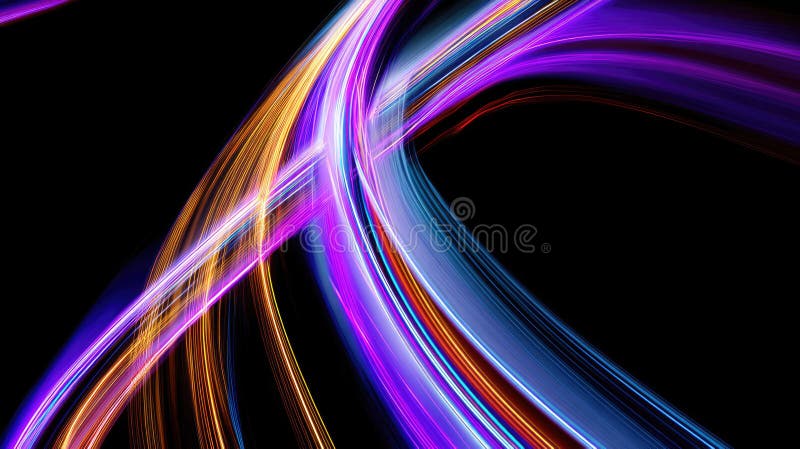 Abstract Neon Light Streaks Curved in Dynamic Motion Stock Photo ...