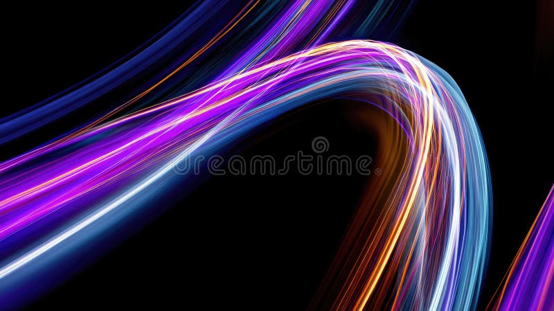 Abstract Neon Light Streaks Curved in Dynamic Motion Stock Illustration ...