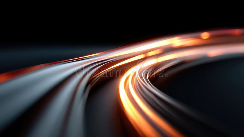 Abstract Neon Light Streaks Curved in Dynamic Motion Stock Illustration ...