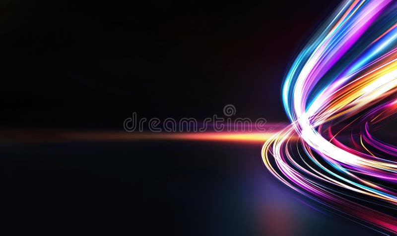 Abstract Neon Light Streaks Curved in Dynamic Motion Stock Illustration ...