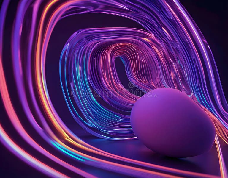 Abstract Neon Light Swirls Around Sphere Stock Illustration ...