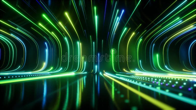 The Abstract Neon Light Trail Design Features Vibrant Colors in a Dark ...