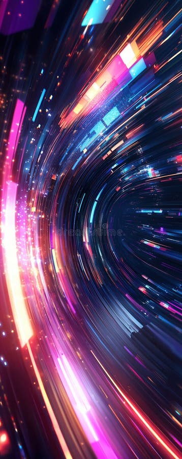 Abstract Neon Light Trails Creating a Dazzling Technological Vortex ...