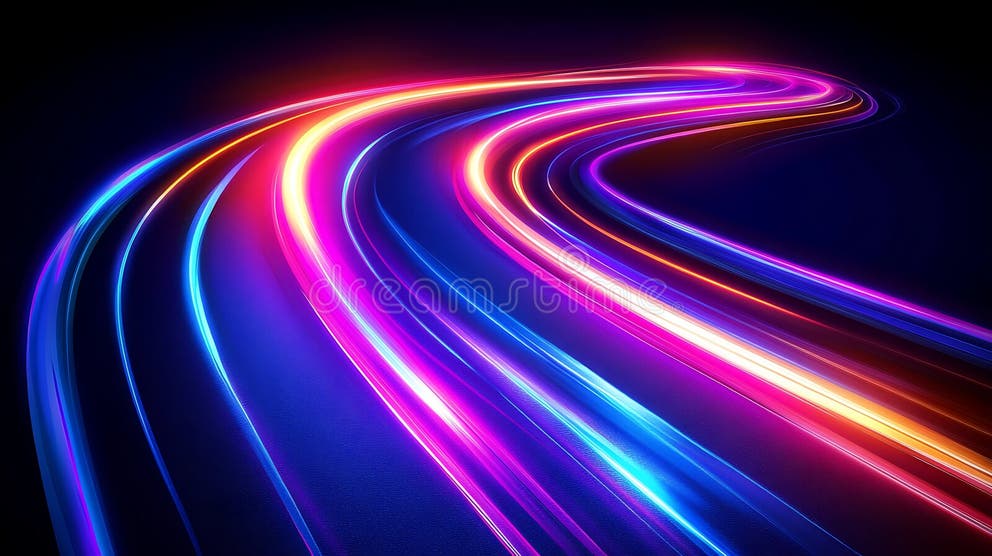 Abstract Neon Light Trails Curve Dynamically Stock Image - Image of ...