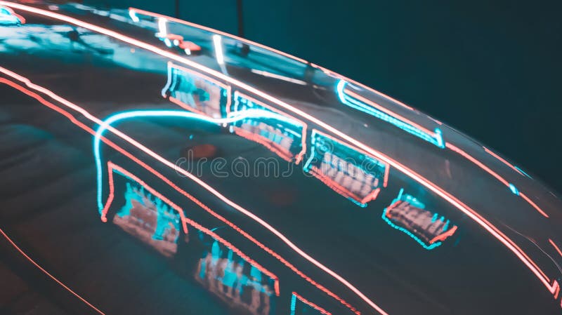 Abstract Neon Light Trails on Curved Surface, High Quality Image Stock ...