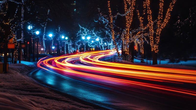 Abstract Neon Light Trails on a Dark Background Pic Stock Image - Image ...
