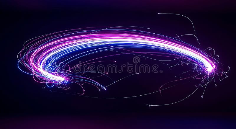 Neon Light Trails on a Dark Gradient Background Glowing Stock ...