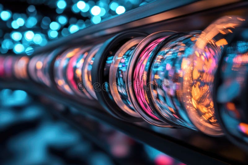 Abstract Neon Light Tube with Vibrant Colors and Reflective Surfaces ...