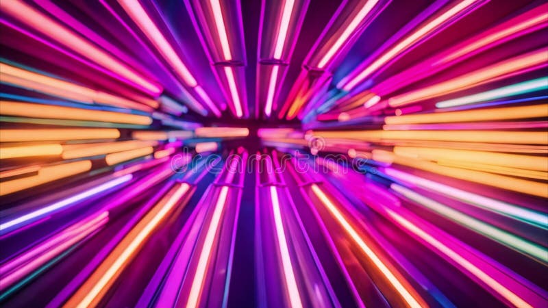 Abstract Neon Light Tunnel stock video. Video of luminosity - 347191249