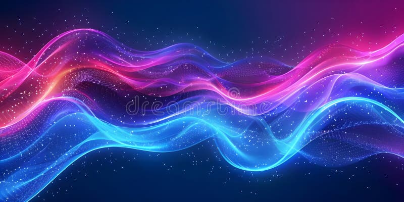 Abstract Neon Light Waves Background - Ai Generated Stock Illustration ...