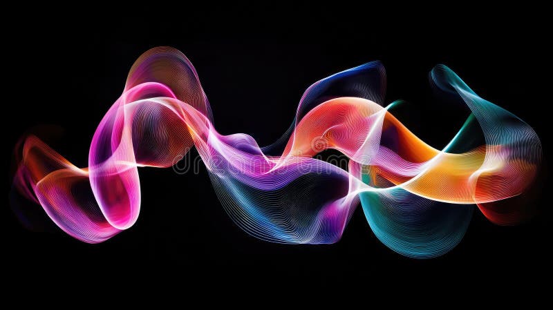 Glowing Abstract Neon Light Waves Flowing in a Dynamic Background Stock ...