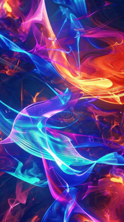 Abstract Neon Light Waves in Multicolored Vibrant Patterns Stock Photo ...