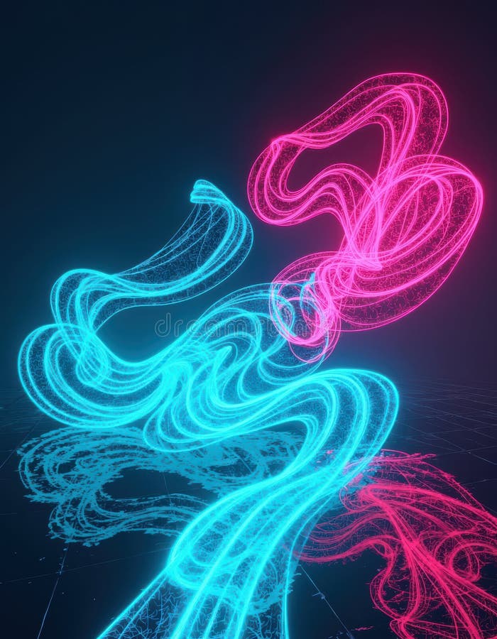 Abstract Neon Light Waves in Pink and Blue Colors Creating a Dynamic ...