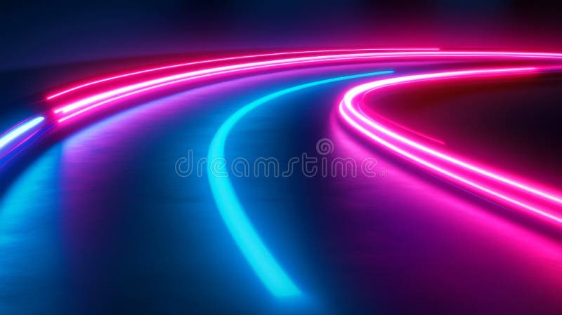 Abstract Neon Lights Curve Path Background Stock Illustration ...
