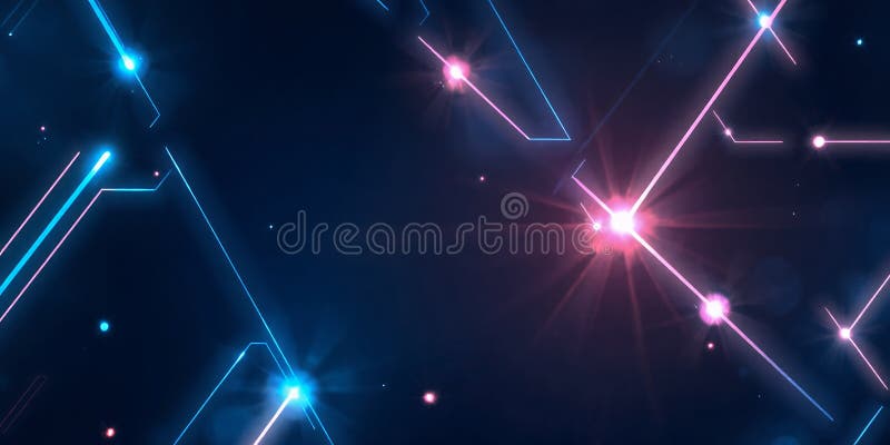 Abstract Neon Lights and Glowing Shapes Stock Illustration ...