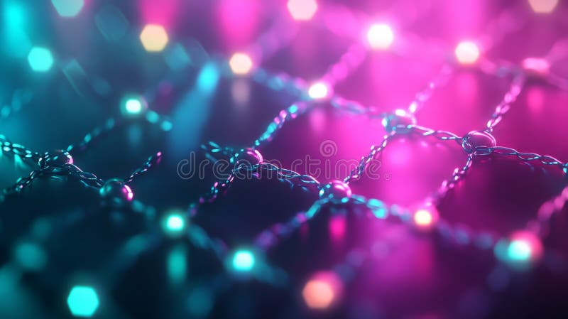 Abstract Neon Lights Network Mesh Background Stock Illustration ...
