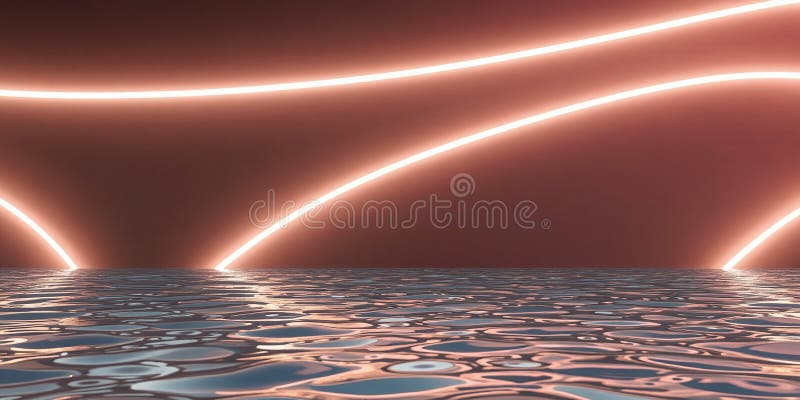 Abstract Neon Lights Reflecting on a Rippling Surface Stock ...
