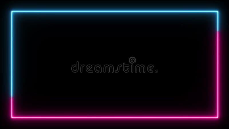 Abstract Neon Line Loop Animation.Rectangular Frame with Running Lights ...