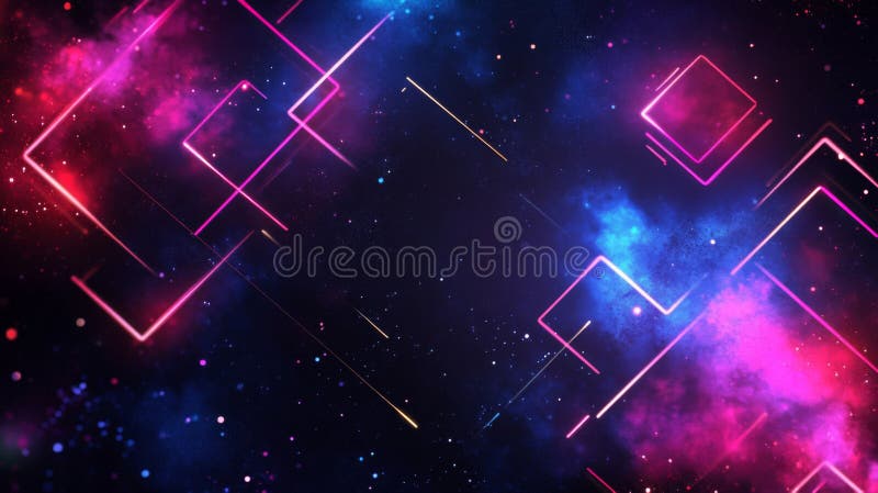Abstract Neon Lines and Cosmic Dust Design Stock Illustration ...