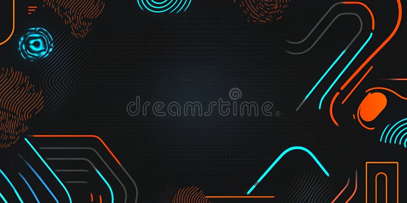 Abstract Neon Lines and Fingerprint Design Dark Tech Background ...