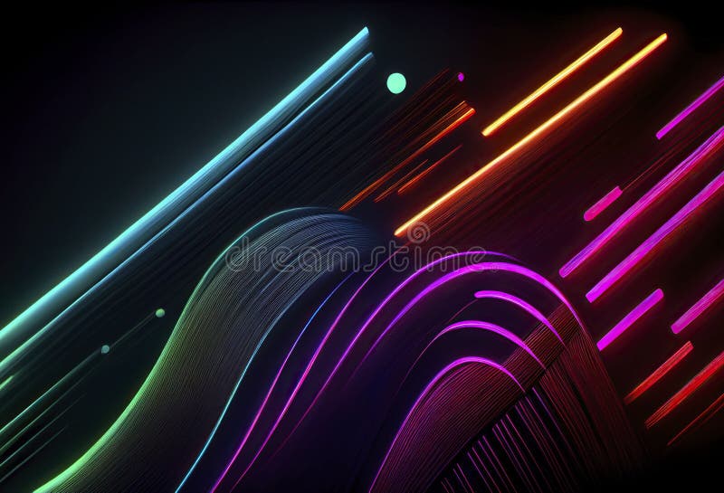 Abstract Neon Lines. Generative Ai Stock Illustration - Illustration of ...