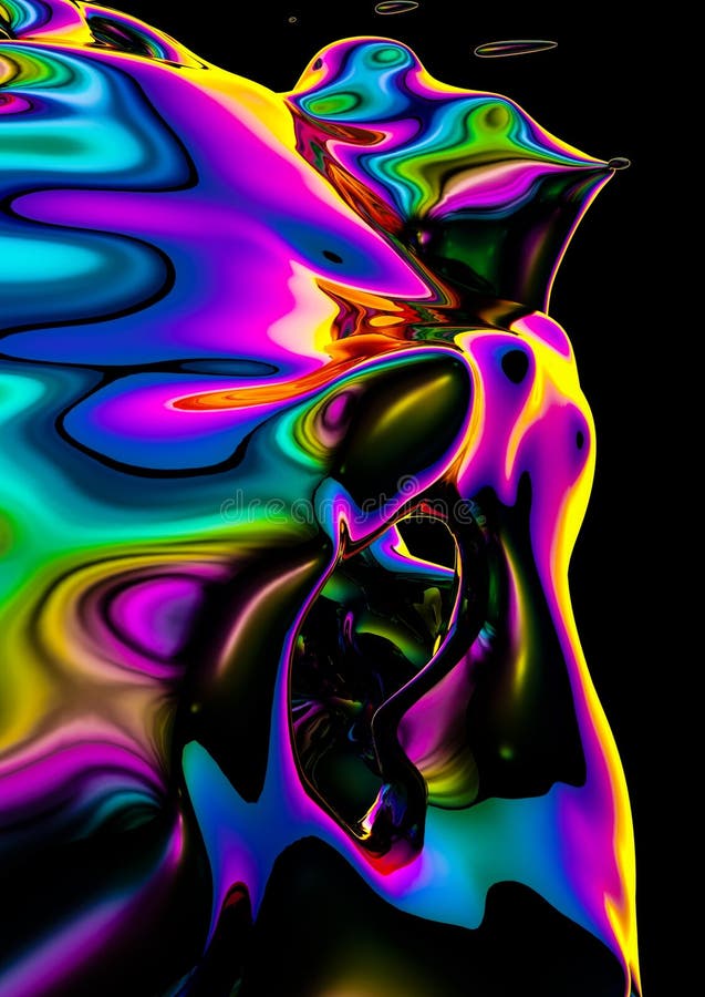 Abstract Neon Liquid Flow Render. Stock Illustration - Illustration of glossy, dynamic: 356315815