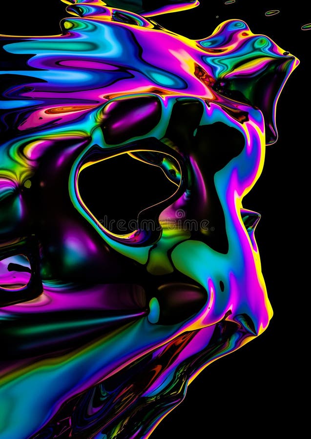 Abstract Neon Liquid Flow Render. Stock Illustration - Illustration of ...