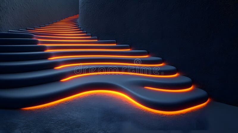 Abstract Neon Lit Steps Modern Architectural Design Illuminated ...
