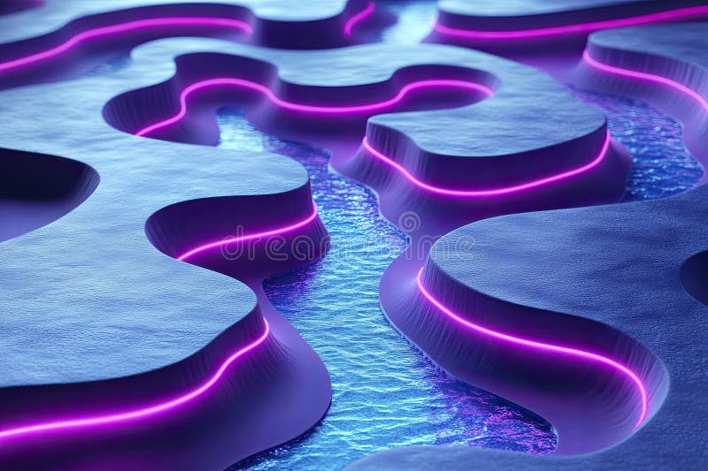 Abstract Neon Landscape with Water Stock Illustration - Illustration of ...