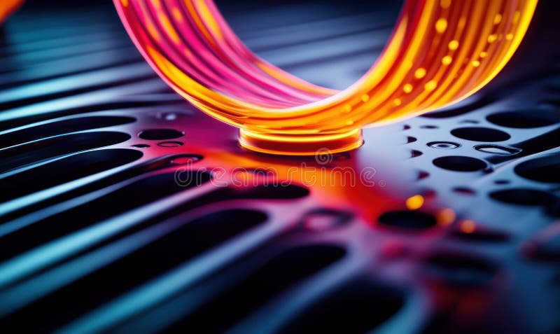 Abstract Neon Loop with Reflective Surface and Vibrant Colors Stock ...