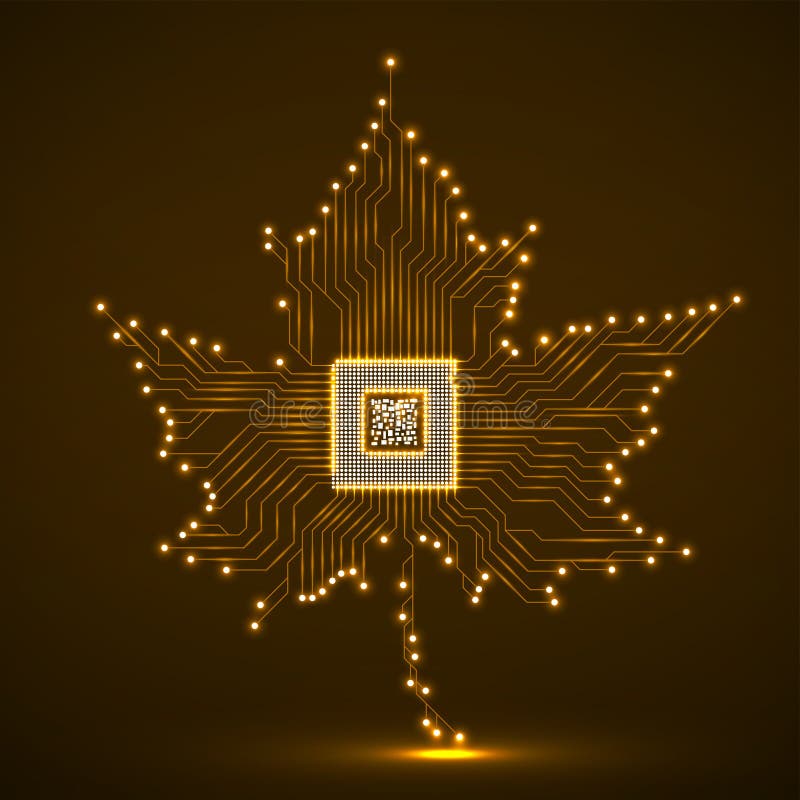 Abstract Neon Maple Leaf with Microprocessor Inside Stock Vector ... Abstract Neon Maple Leaf with Microprocessor Inside Stock Vector ...