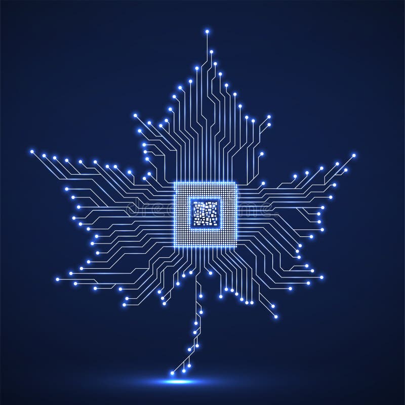 Abstract Neon Maple Leaf with Microprocessor Inside Stock Vector ... Abstract Neon Maple Leaf with Microprocessor Inside Stock Vector ...