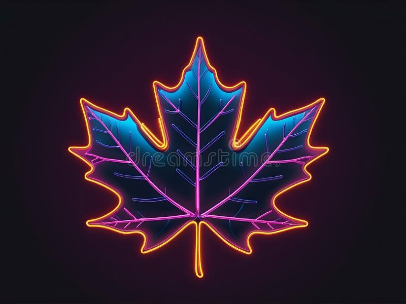 Abstract Neon Maple Leaf Neon Sign Element Stock Illustration ... Abstract Neon Maple Leaf Neon Sign Element Stock Illustration ...