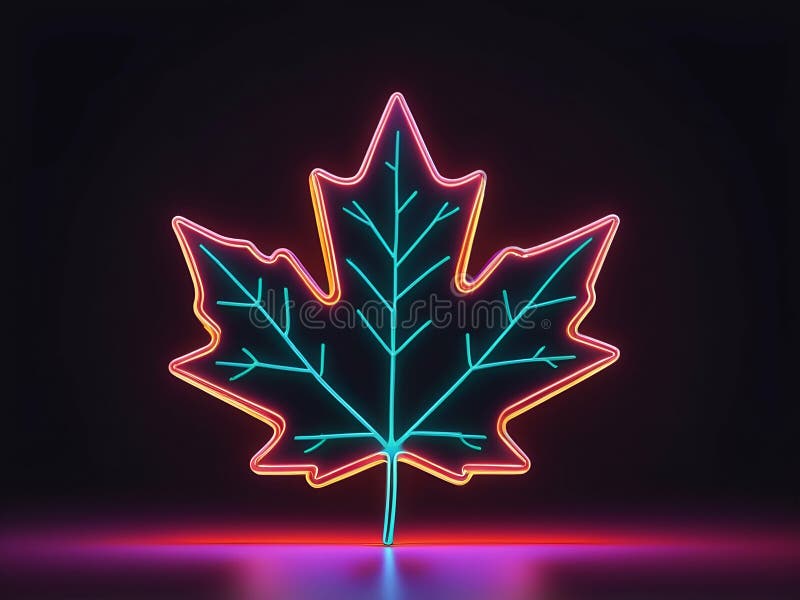 Abstract Neon a Maple Leaf Neon Sign Element Stock Illustration ...