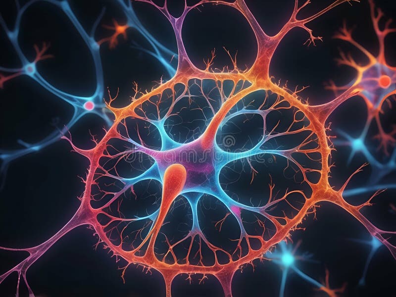 Abstract Neon Neuron Cell Shiny Blur Autumn Color Digital Swirl Pattern ...