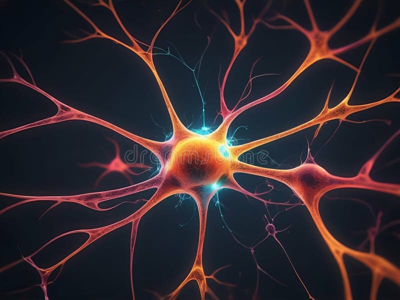 Abstract Neon Neuron Cell Shiny Blurred Autumn Color Digital Swirl ...