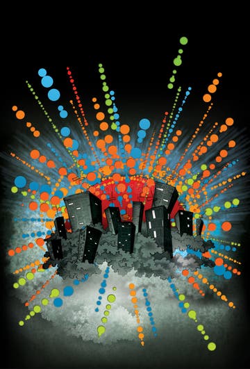 Abstract Neon Night Lighted City Background Stock Illustration ...